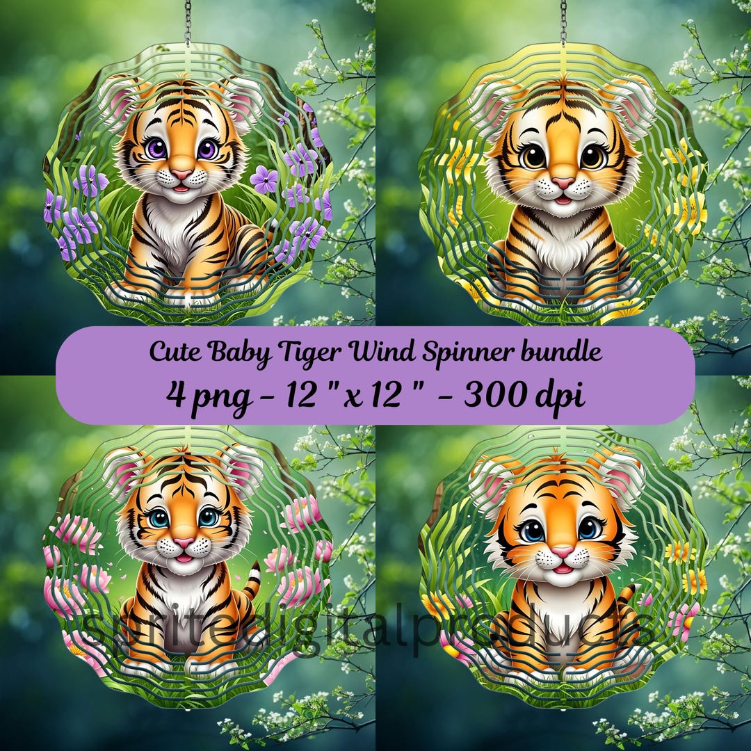 Cute Baby Tiger Wind Spinner Png , 4 Wind Spinner Sublimation Design ...