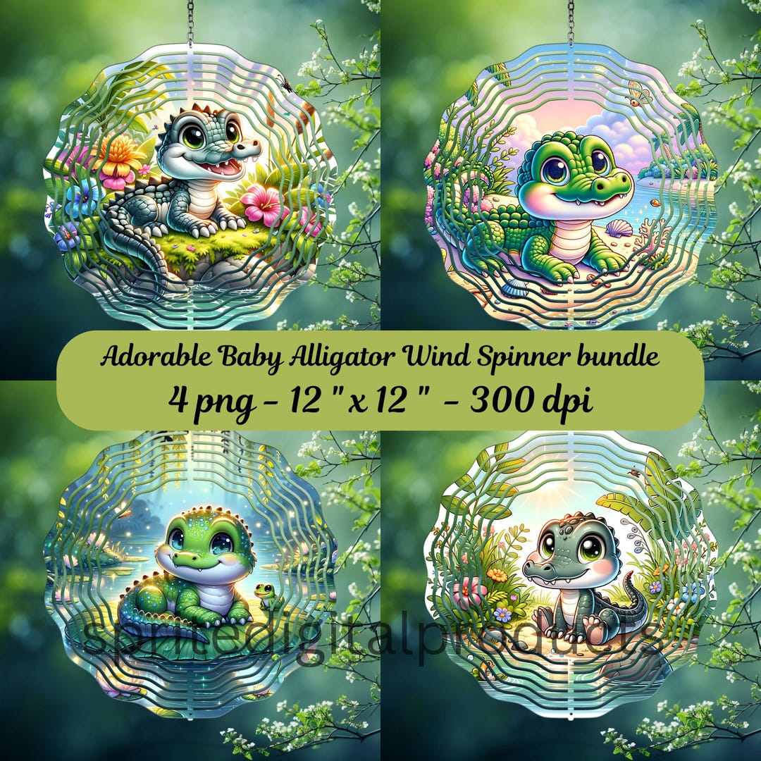 Adorable Baby Alligator Wind Spinner Png , 4 Wind Spinner Sublimation ...