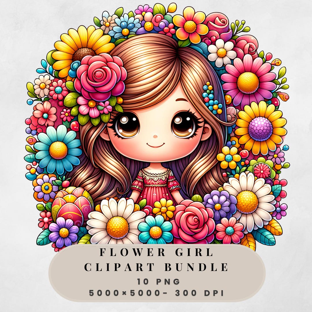 Flower Girl Clipart Bundle , 10 Transparent Png , Digital Download ...