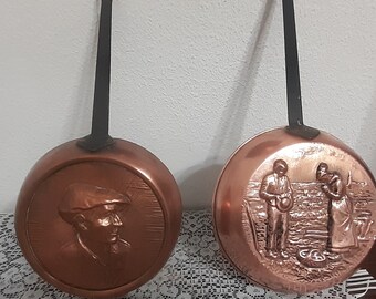 Decorative Vintage Copper Frying Pan Engraved Saucepan Copper Pan Decor ...