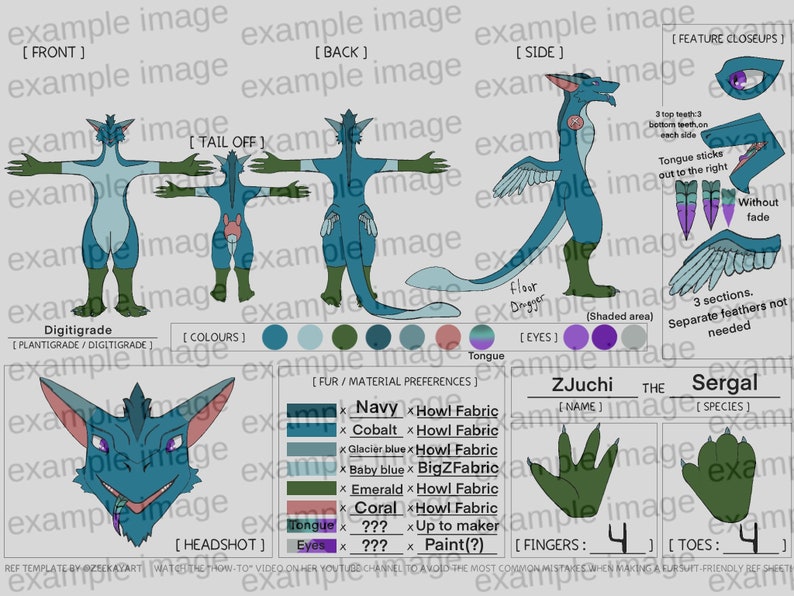 Custom Fursuit Reference Sheet - Etsy