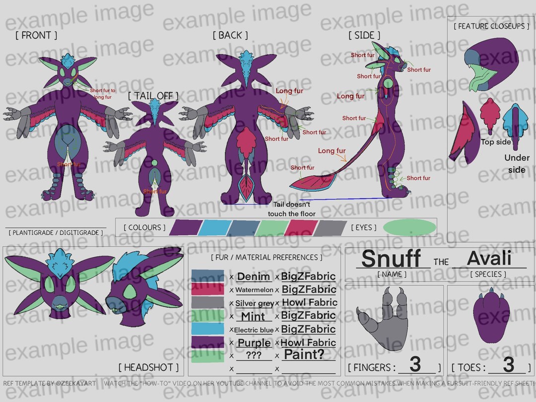 Custom Fursuit Reference Sheet - Etsy