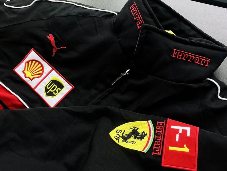 Y2K Fully Embroidered Ferrari Racing Jacket , Ferrari Bomber Jacket ...