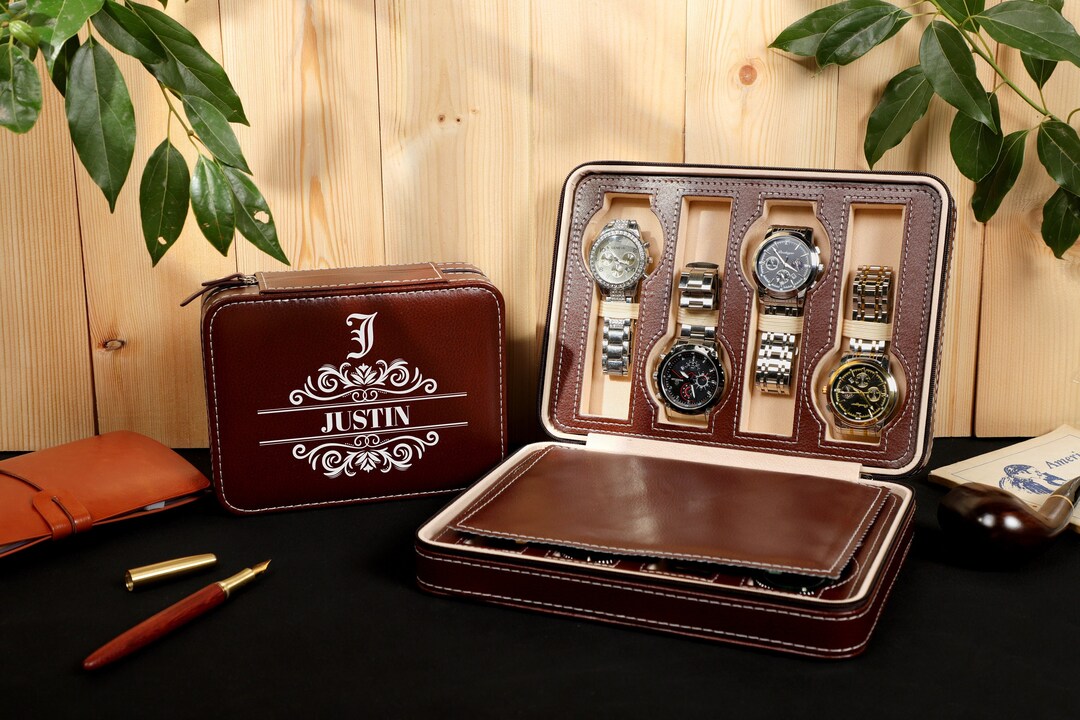 Personalized Leather Watch Case Custom Portable Watch Storage - Etsy