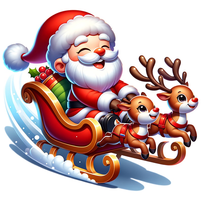 Cute Santa Sticker Pack Christmas Digital Clipart PNG Bundle for ...