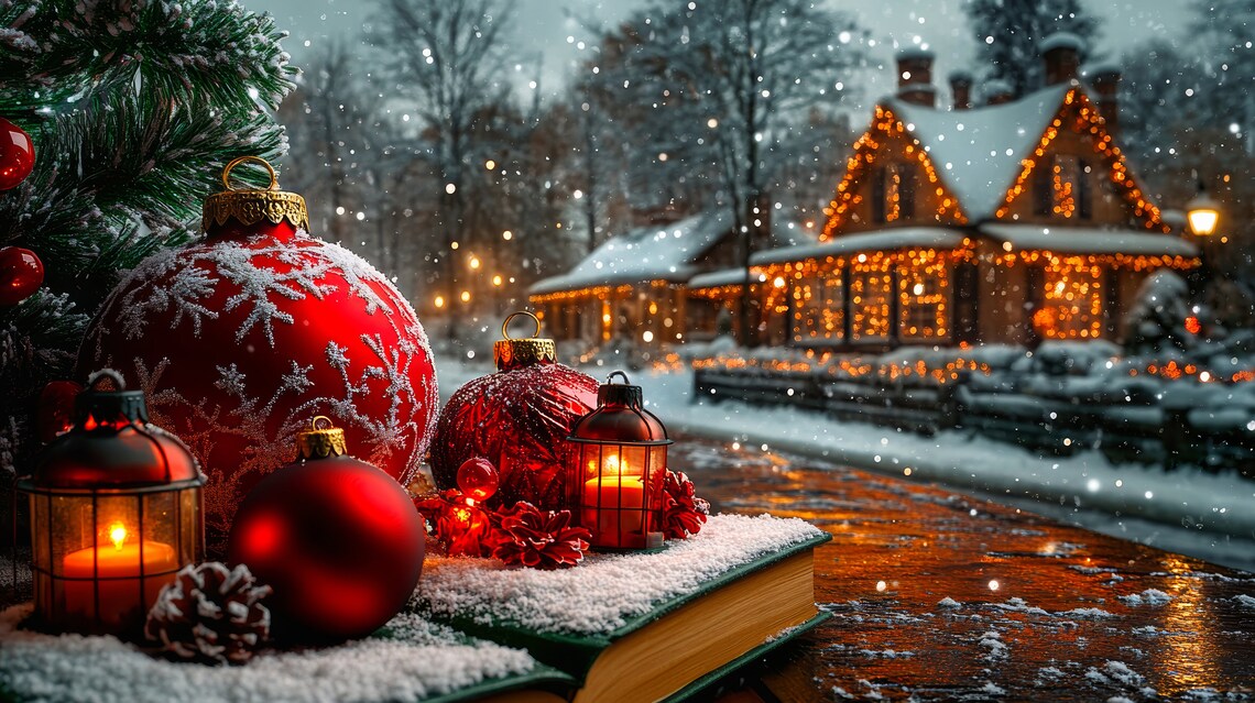 30 Magical Christmas Scene Images Snowy Vintage Holiday Photos Cozy ...