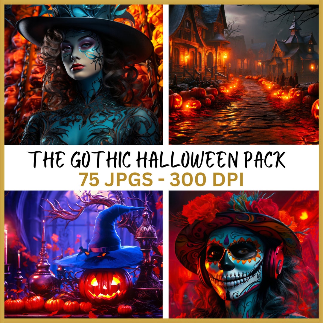 Halloween Gothic Art 75 JPG Digital Background Design Template for ...