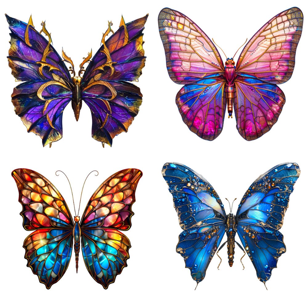 Rainbow Butterfly Clipart Bundle (20 PNG), Watercolor Sublimation ...