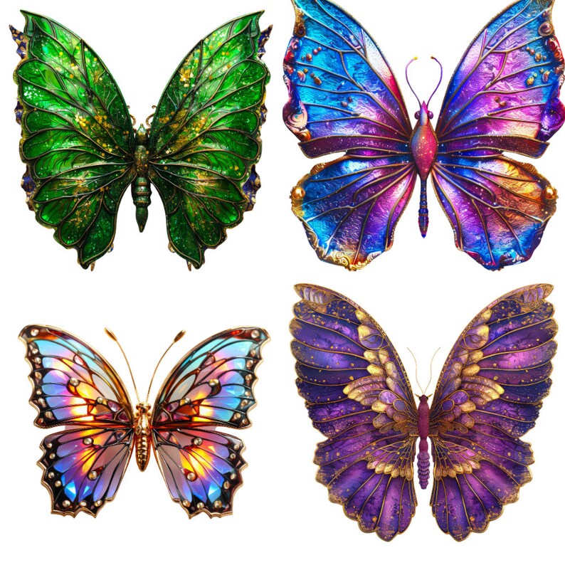 Rainbow Butterfly Clipart Bundle (20 PNG), Watercolor Sublimation ...