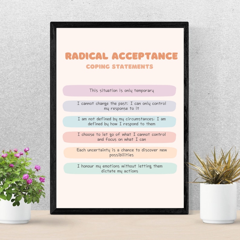 Radical Acceptance, Coping Statements, Distress Tolerance, DBT, Mental ...