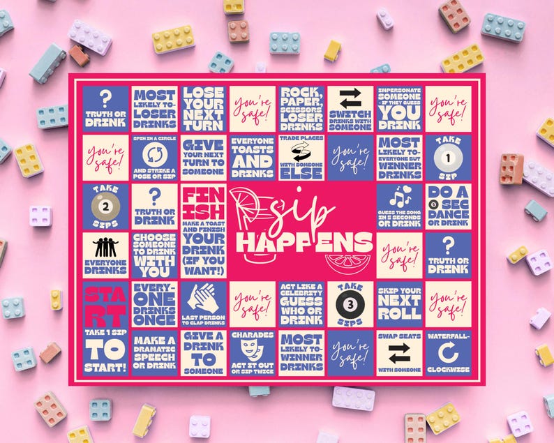 Sip Happens Drinking Board Game, Group Drinking Game, Drinking Game ...