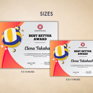 30 Volleyball Game Recognition Awards, Volleyball Certificates Template ...