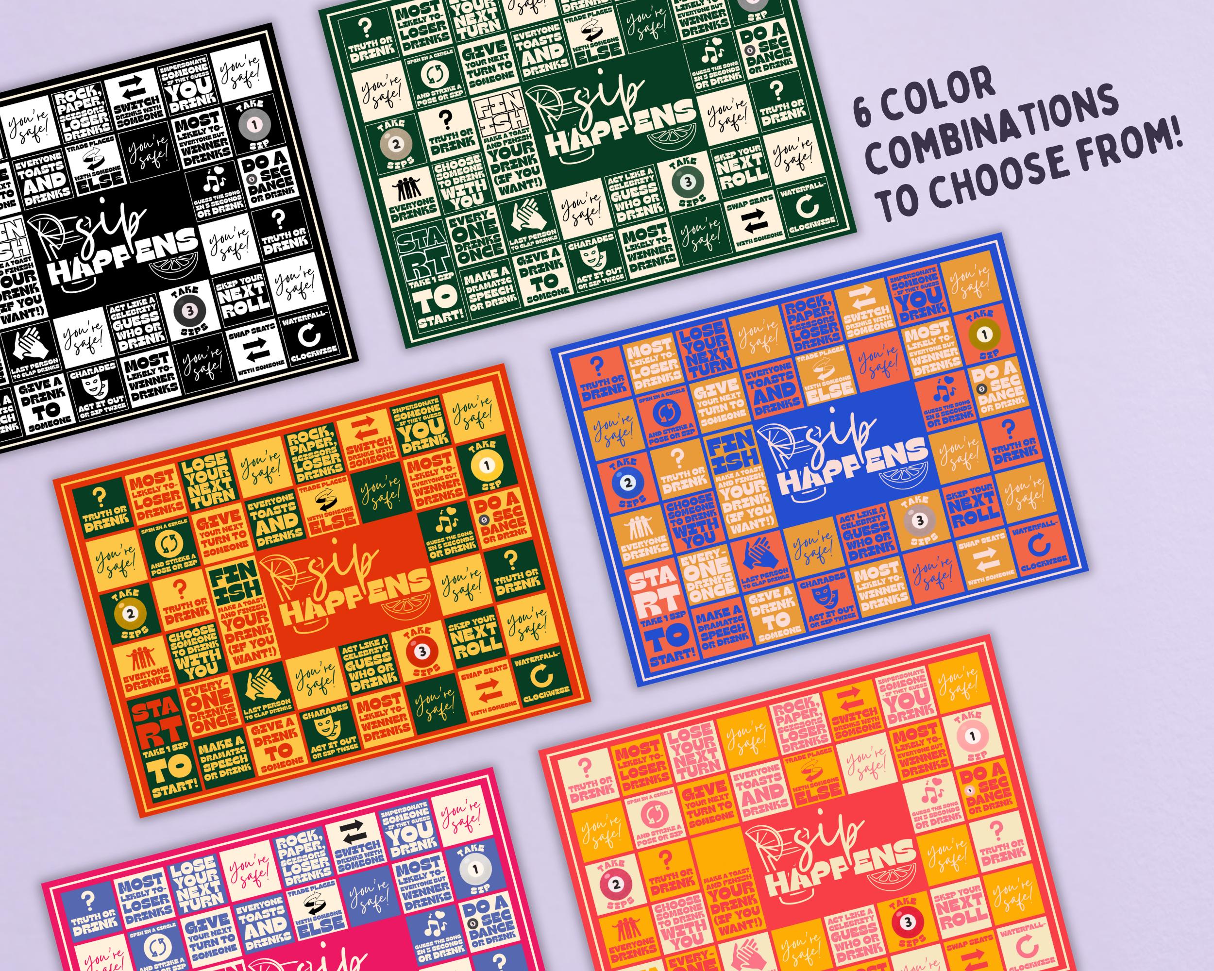 Sip Happens Drinking Board Game, Group Drinking Game, Drinking Game ...