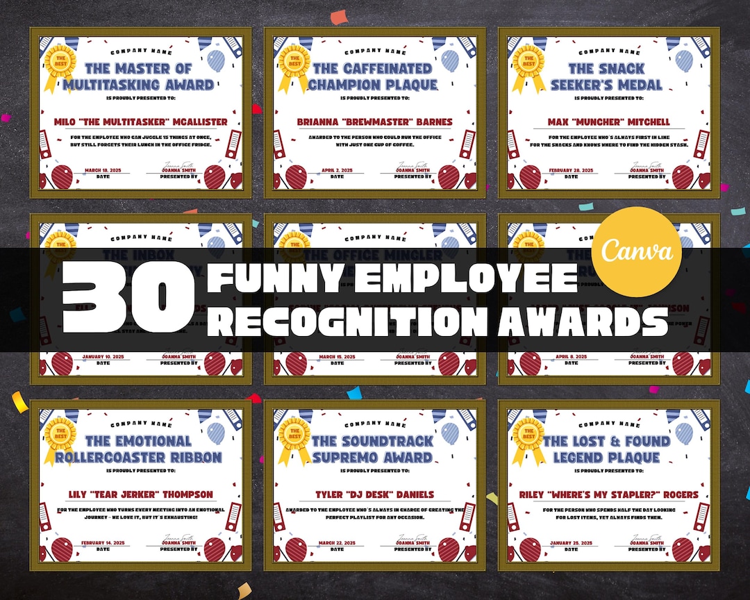 30 Funny Employee Recognition Awards, Funny Office Certificate ...