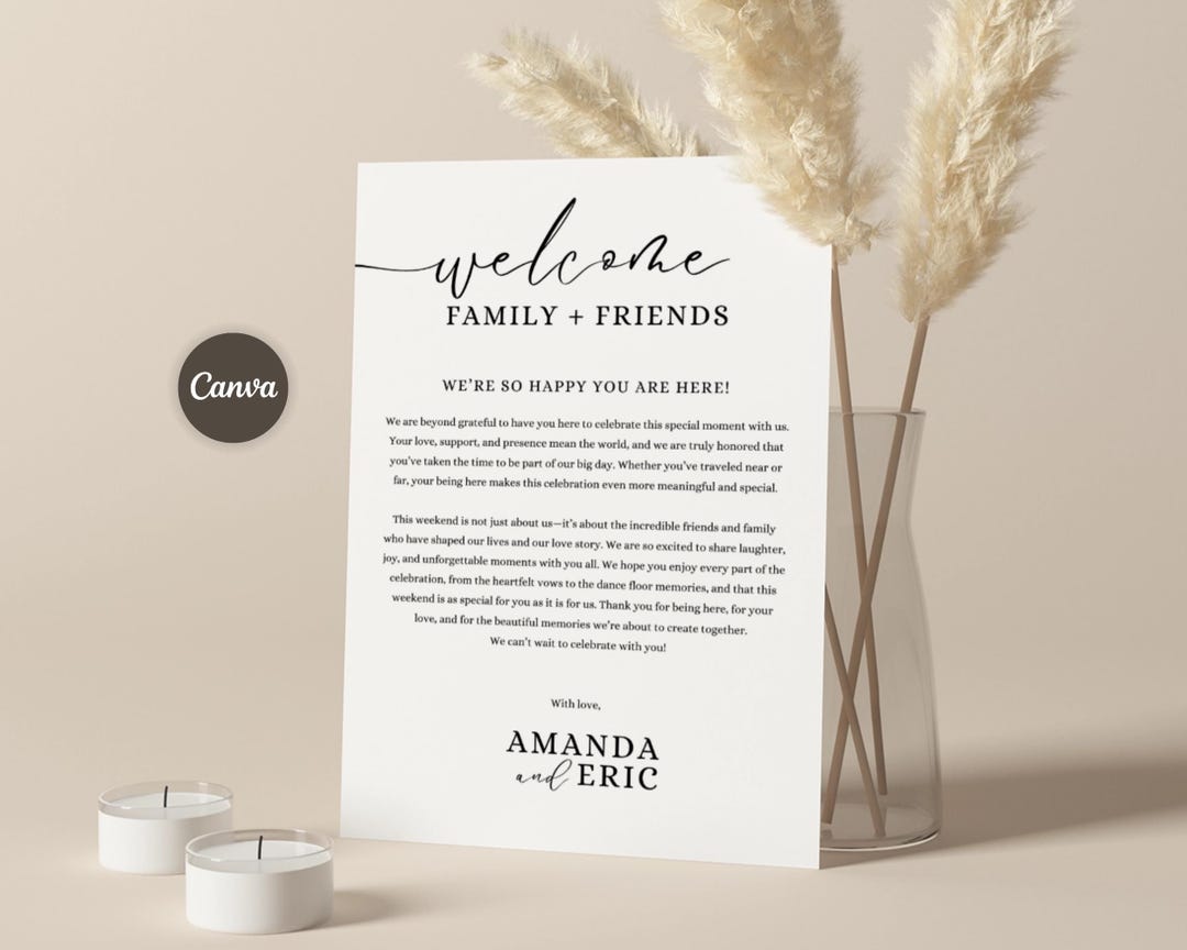 Minimalist Wedding Welcome Letter for Guests & Family, Welcome Letter ...