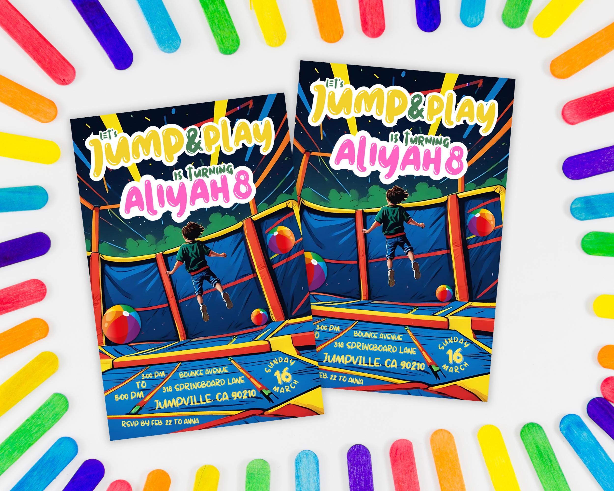 Trampoline Park Birthday Invitation Template, Trampoline-themed ...