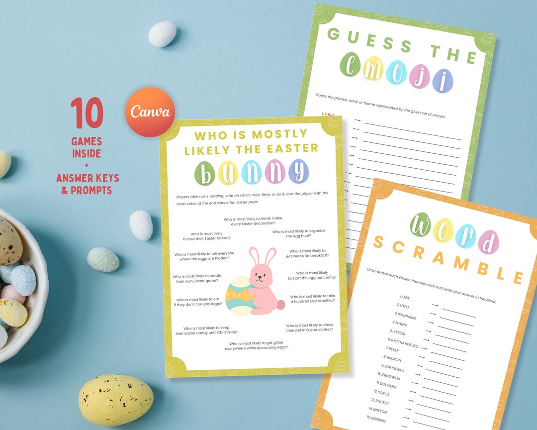 10 Editable & Printable Easter Games, Easter Game Sheets Template ...
