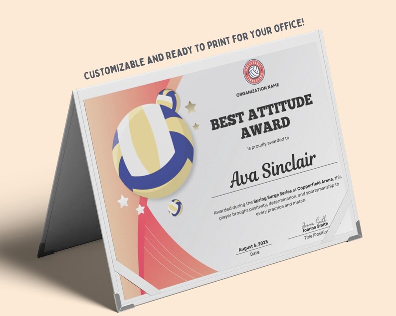30 Volleyball Game Recognition Awards, Volleyball Certificates Template ...