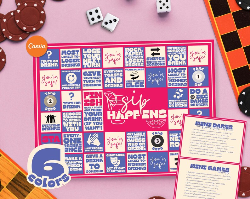 Sip Happens Drinking Board Game, Group Drinking Game, Drinking Game ...