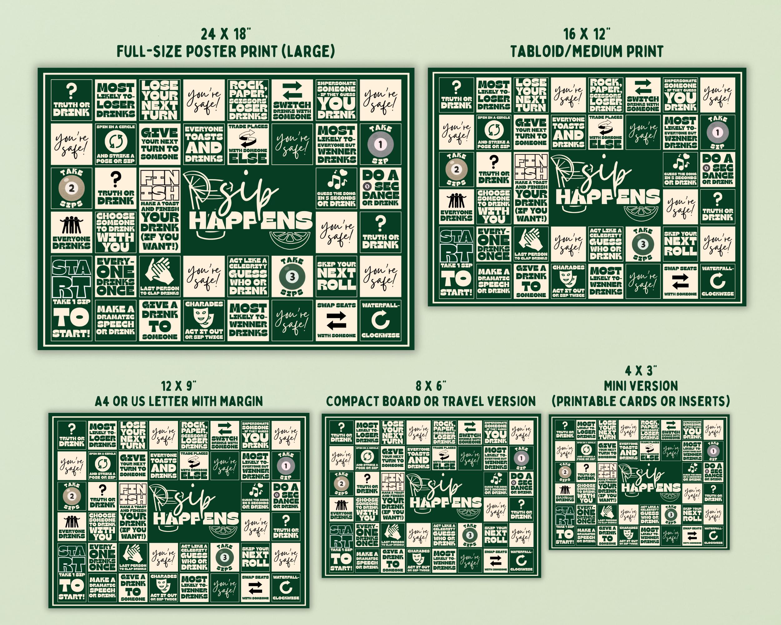 Sip Happens Drinking Board Game, Group Drinking Game, Drinking Game ...