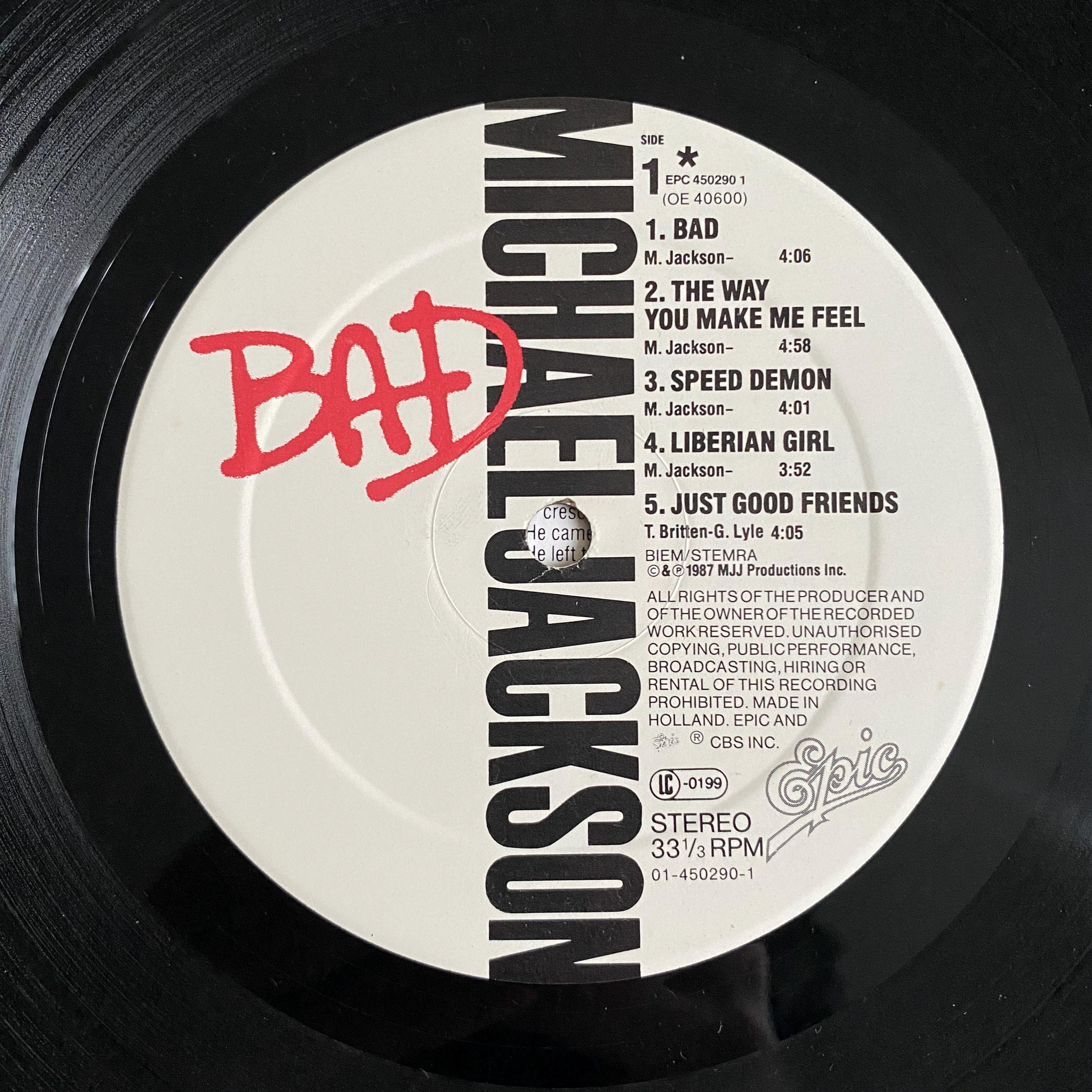 Michael Jackson - Bad - Vinyl LP Record - 1987 - Etsy