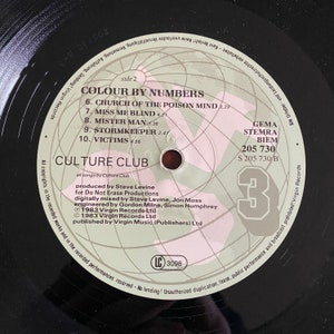 Culture Club Colour by Numbers Album Vinyl LP Record - Etsy