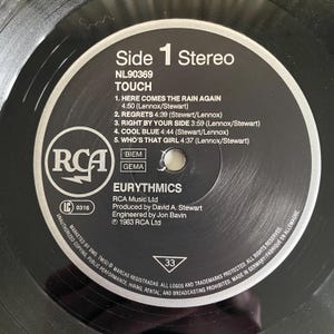 Eurythmics - Touch - Vinyl Record - 1983 - Etsy