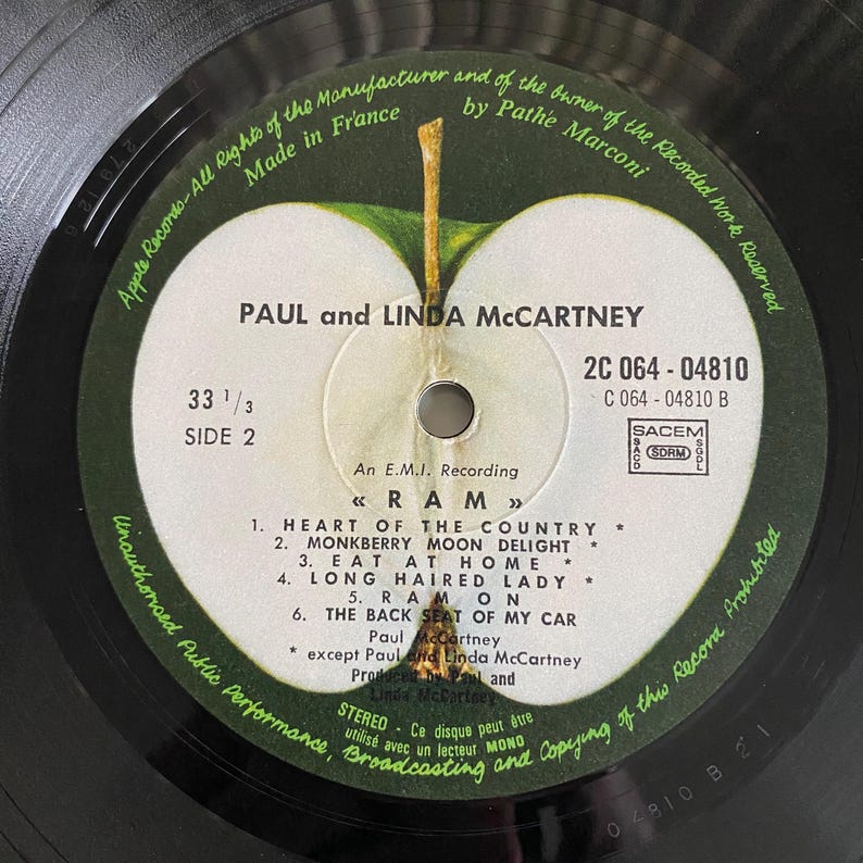Paul and Linda Mccartney RAM Vinyl Record 1971 - Etsy