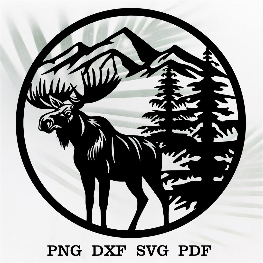 Moose Scene Dxf Animals Cut File for Laser Dxf Plasma Cnc Metal Wall ...