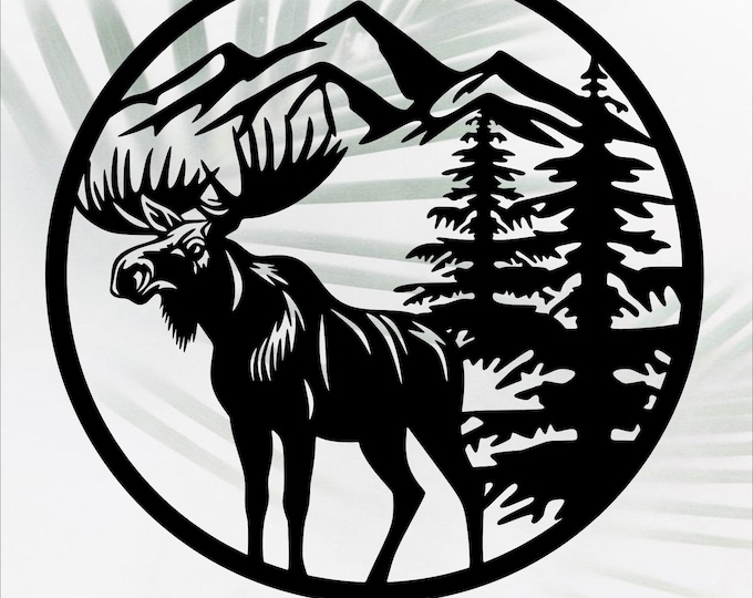 Moose Scene Dxf, Animals Cut File for Laser Dxf Plasma Cnc Metal Wall ...
