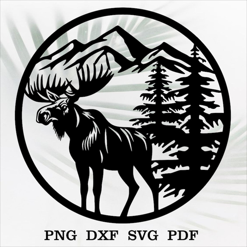 Moose Scene Dxf Animals Cut File for Laser Dxf Plasma Cnc Metal Wall ...