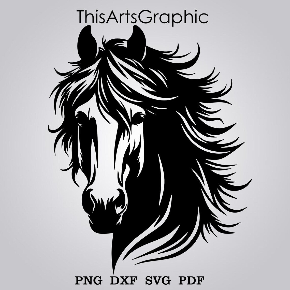 Horse Head Dxf Svg Png Files , Horse Wall Art Decor , Horses , Design ...