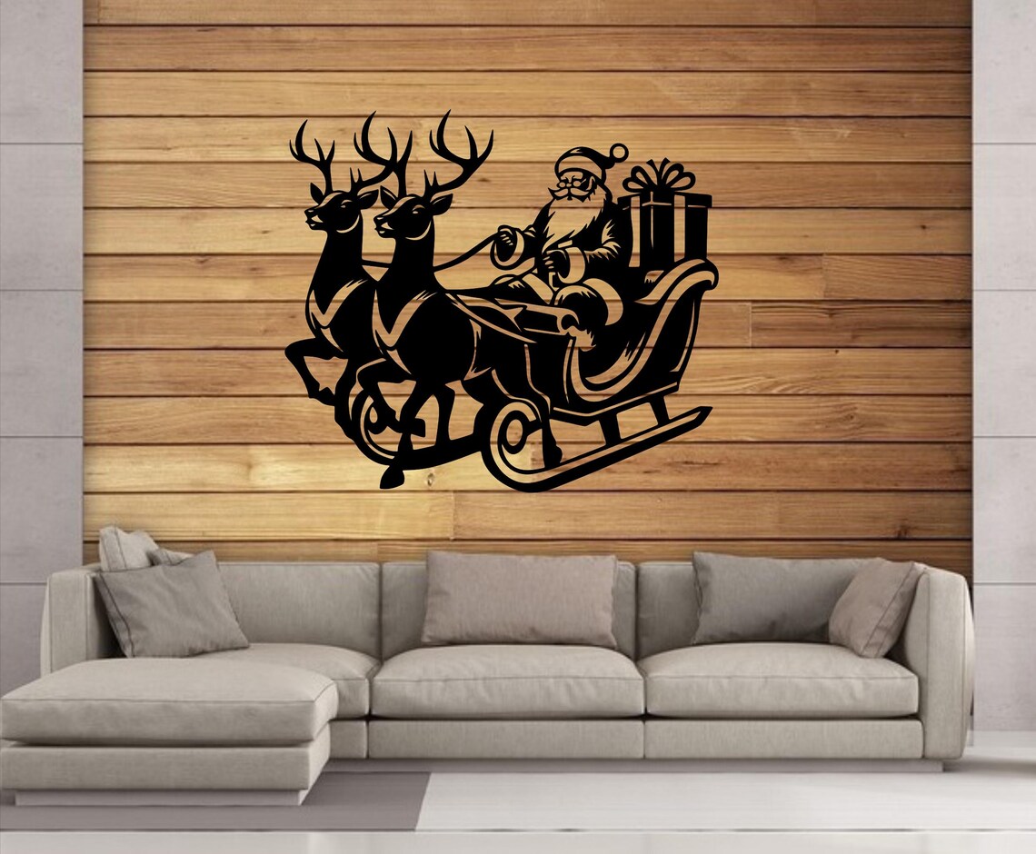 Christmas Scene SVG, Santa Claus DXF Cut File, Silhouettes Dxf, Cricut ...