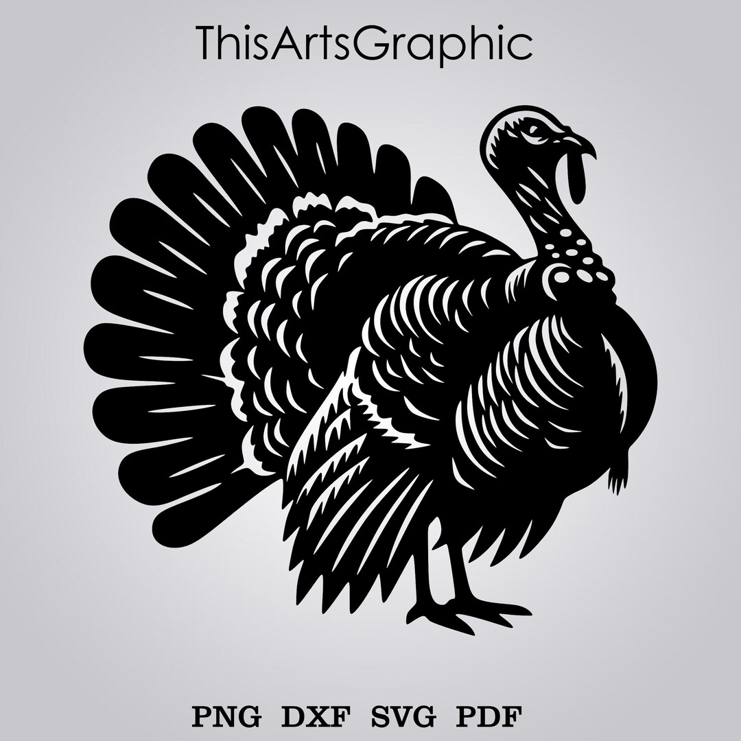 Turkey SVG File: Thanksgiving Silhouette, Farm Animal Clipart (digital ...