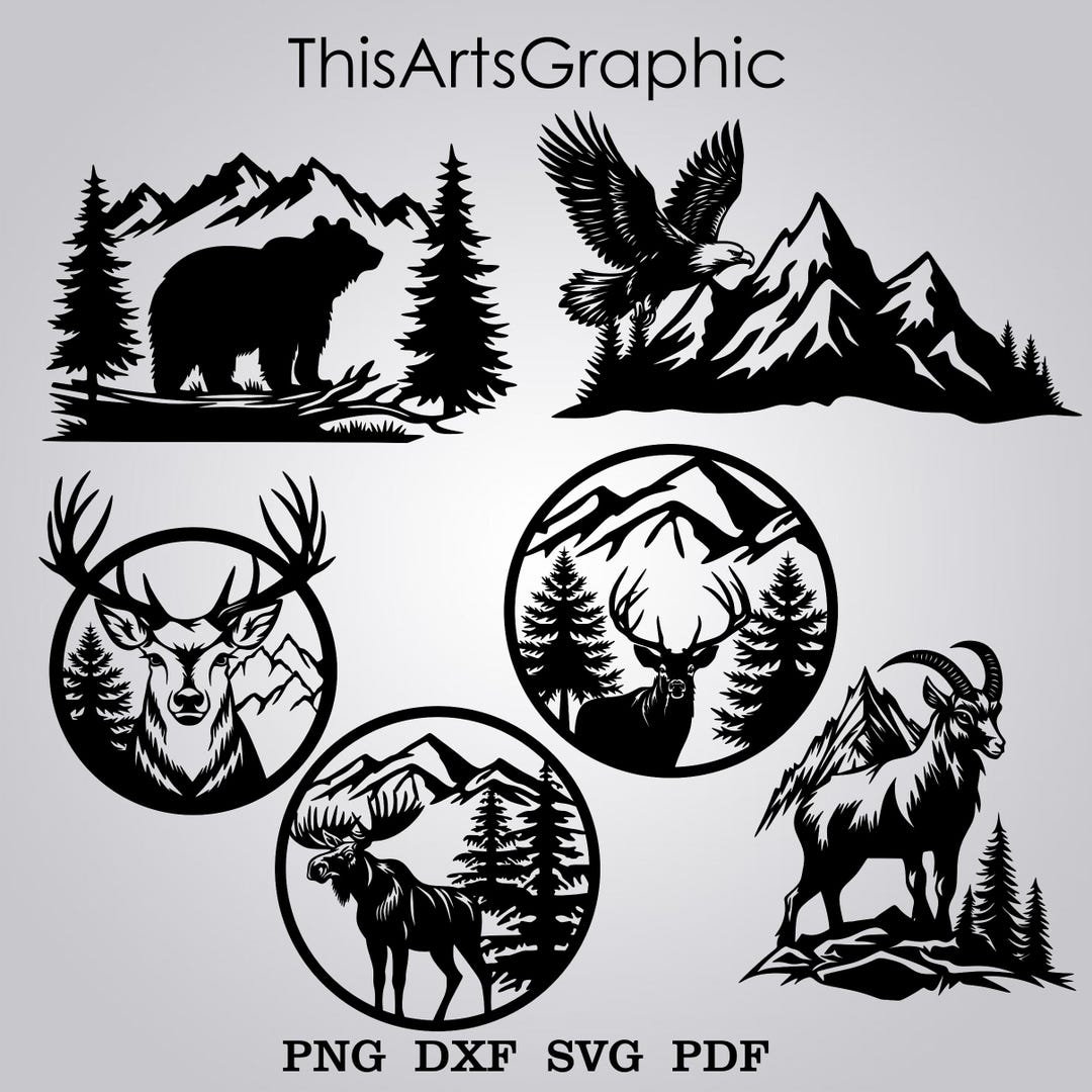 Mountains Scene Dxf, Cut File for Laser, Dxf Plasma, Cnc, Metal Wall ...