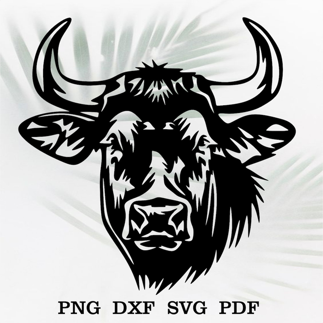 Bull Head SVG, Dxf File for Laser, SVG File for Cricut, Farm Animal ...