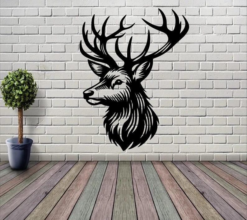 Deer Head Dxf, Animals Cut File for Laser, Plasma Cnc Metal Wall Decor ...