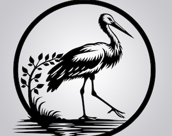 Stork SVG Cut File: Laser Stencil Outline Clipart (digital Download) - Etsy
