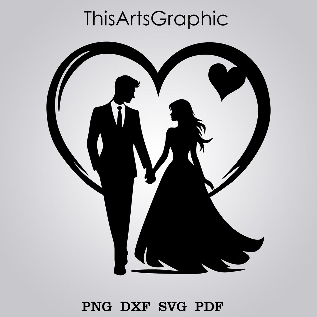 Wedding Svg Bundle, Bride and Groom Svg, Engagement Svg, Wedding Heart ...