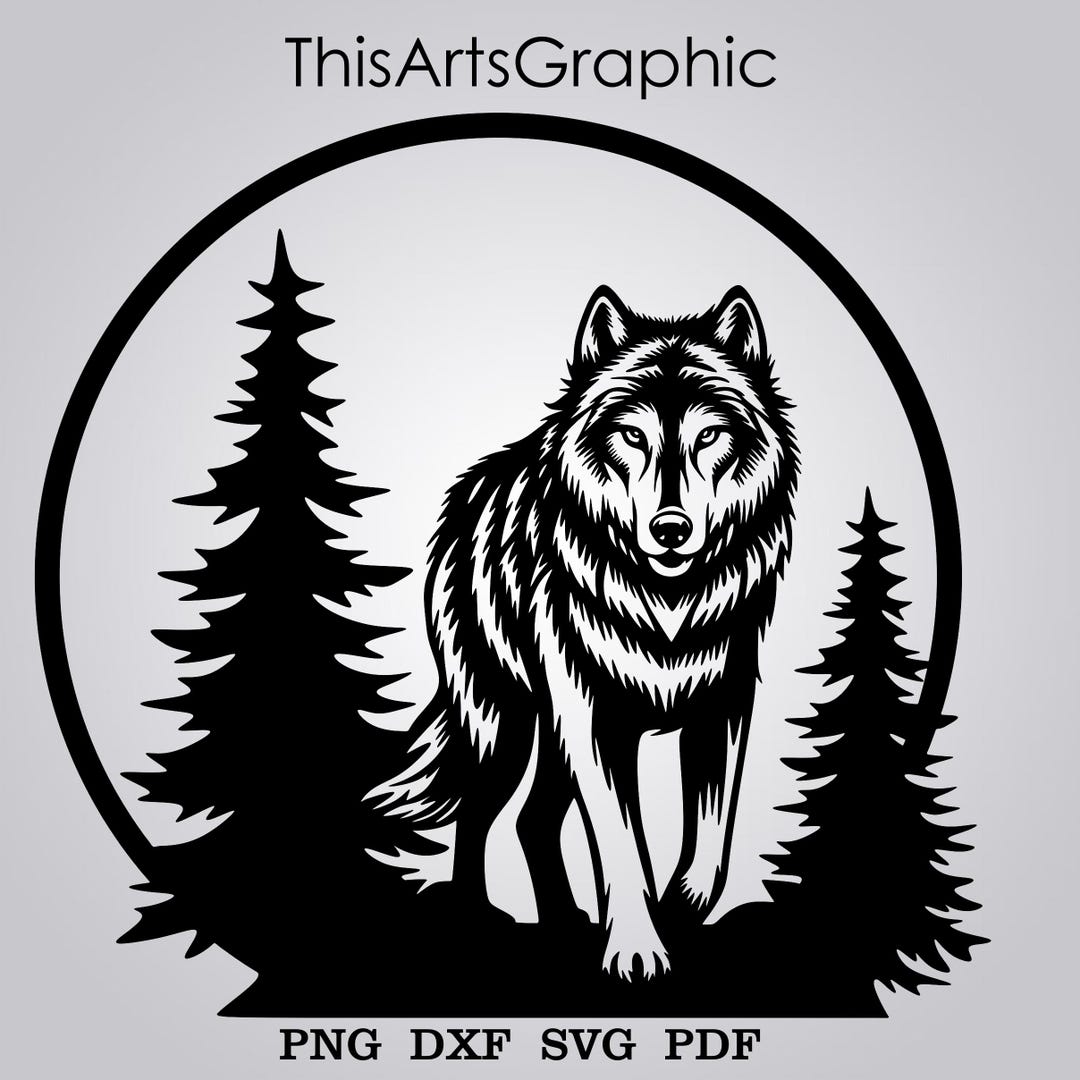 Wolf Scene Dxf, Animals Cut File for Laser, Dxf Plasma, Cnc, Metal Wall ...