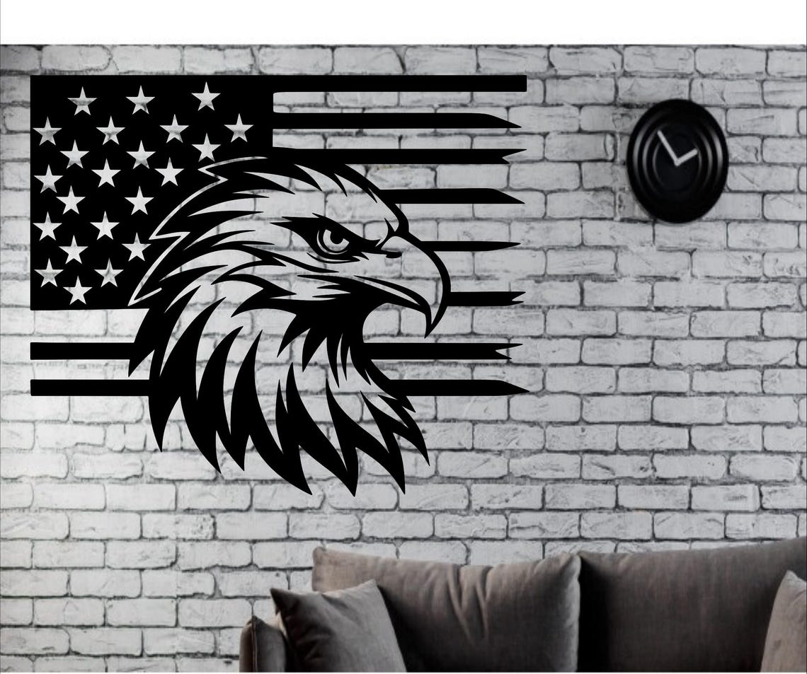 American Eagle Dxf Svg Png Files , USA , Flag , America , Wings , Cut ...