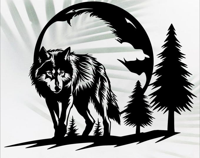 Wolf Scene Dxf, Animals Cut File for Laser, Dxf Plasma, Cnc, Metal Wall ...