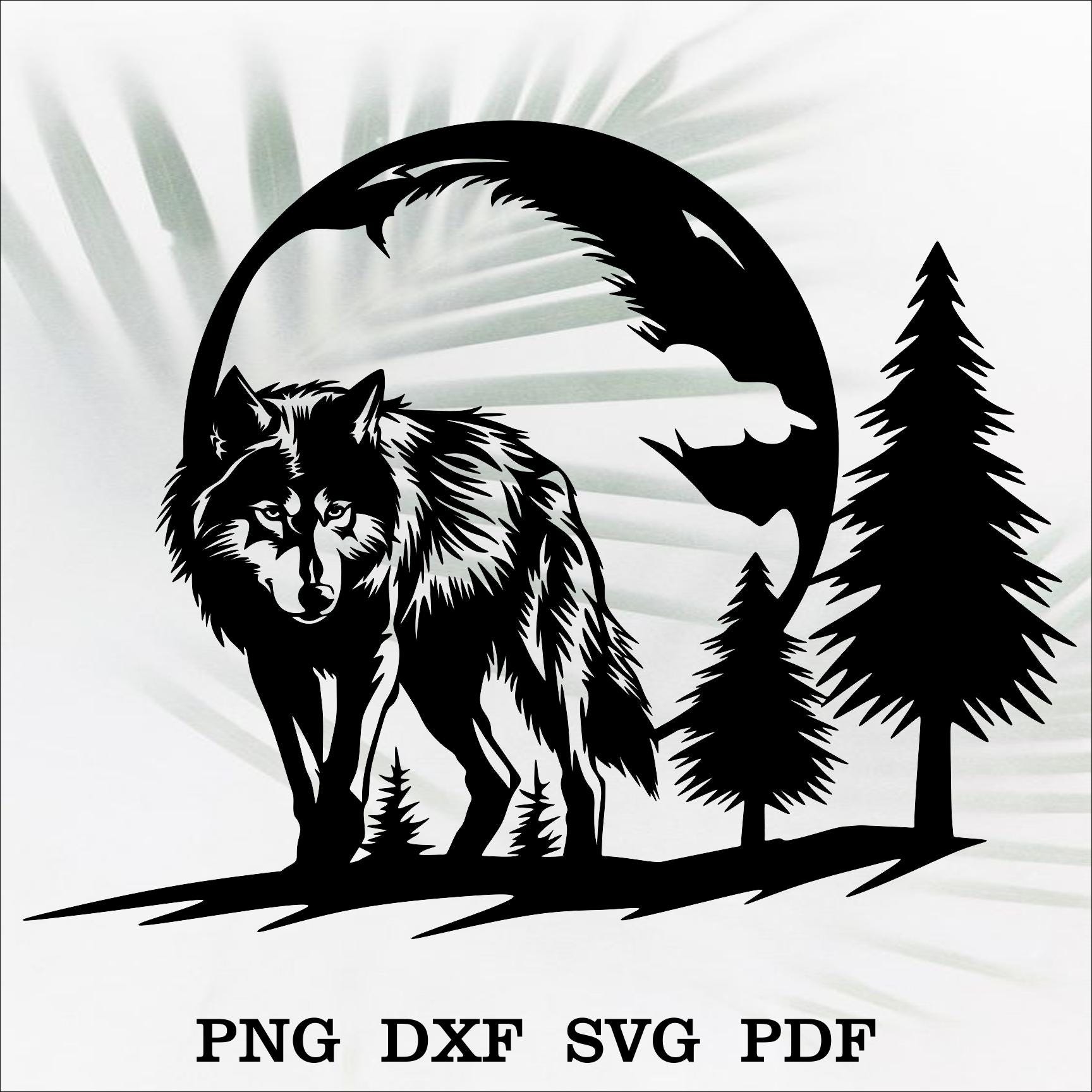 Wolf Scene Dxf, Animals Cut File for Laser, Dxf Plasma, Cnc, Metal Wall ...