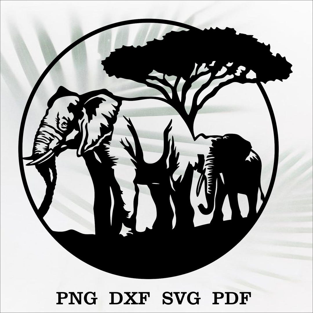 Elephant Scene Dxf, Safari Cut File for Laser Plasma, Cnc Metal Decor ...
