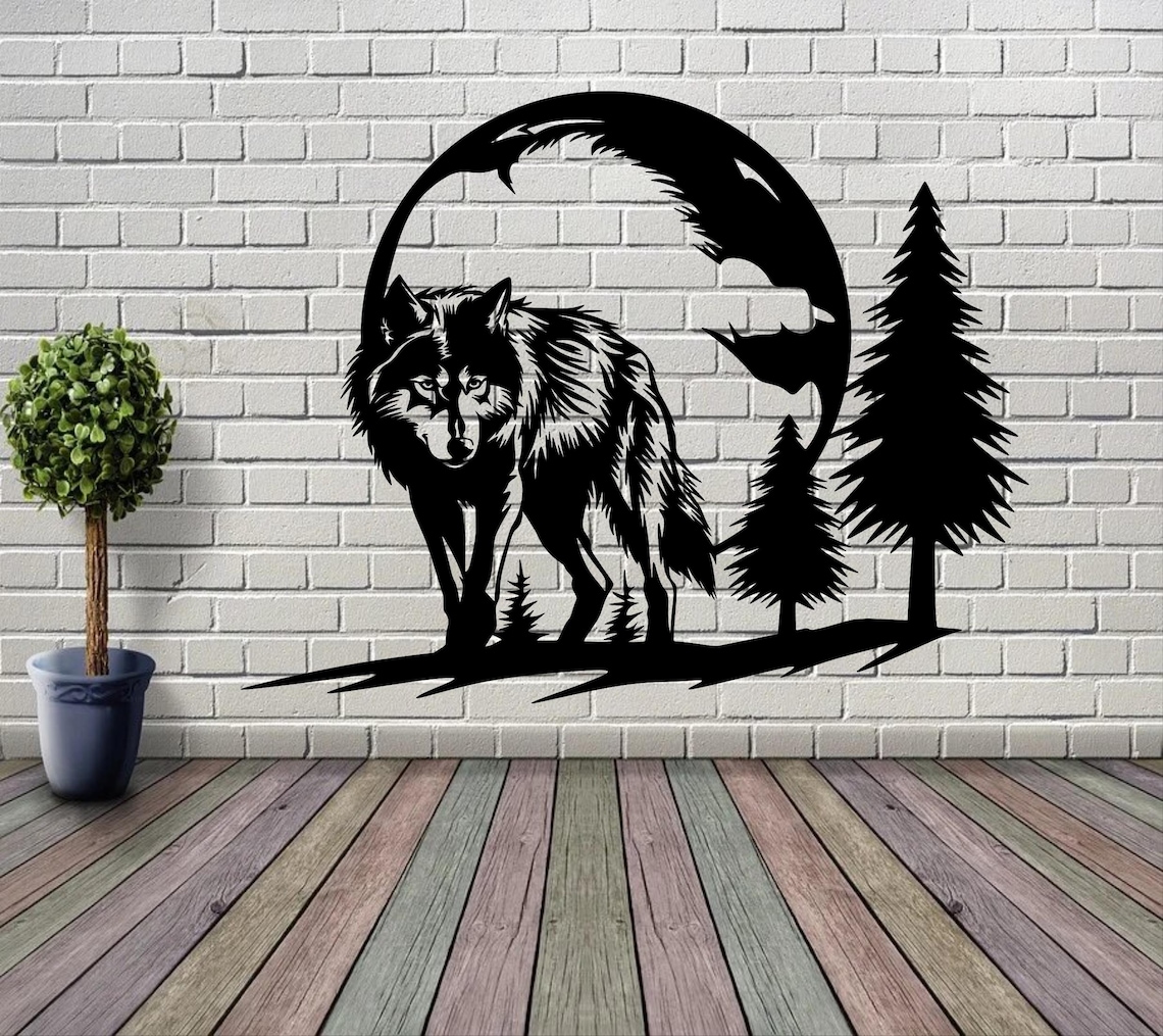 Wolf Scene Dxf, Animals Cut File for Laser, Dxf Plasma, Cnc, Metal Wall ...