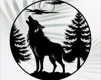 Wolf Scene Dxf, Animals Cut File for Laser, Dxf Plasma, Cnc, Metal Wall ...