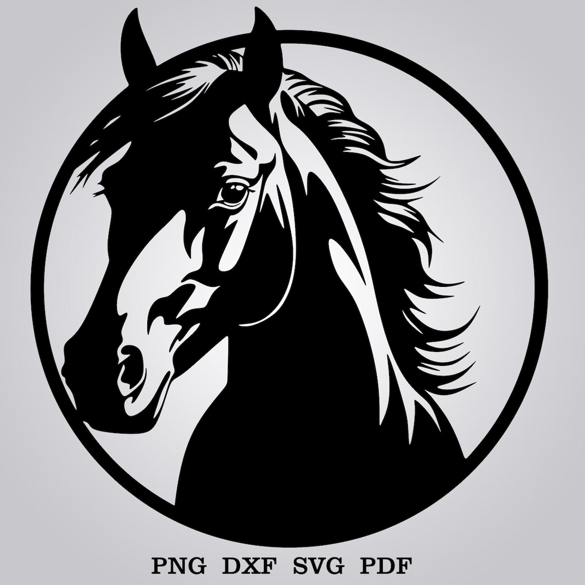 Horse Head Dxf Svg Png Files , Horse Wall Art Decor , Horses , Design ...