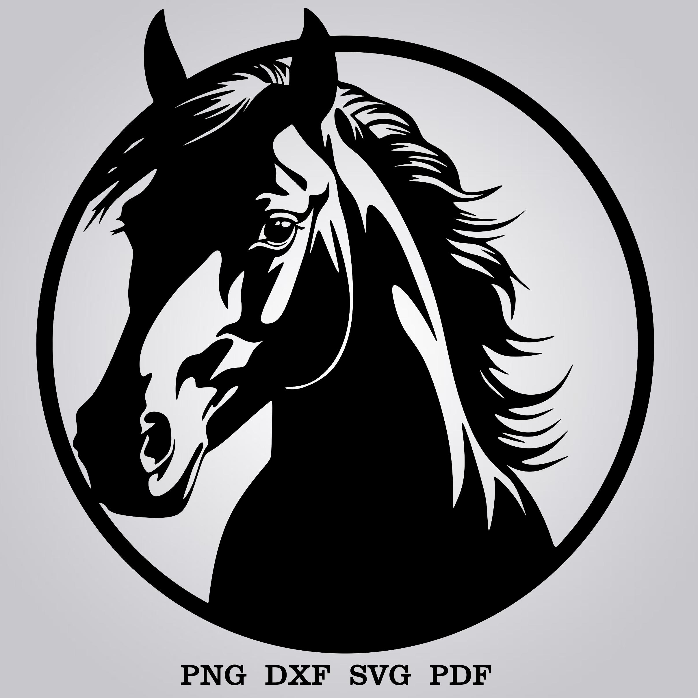 Horse Head Dxf Svg Png Files , Horse Wall Art Decor , Horses , Design ...