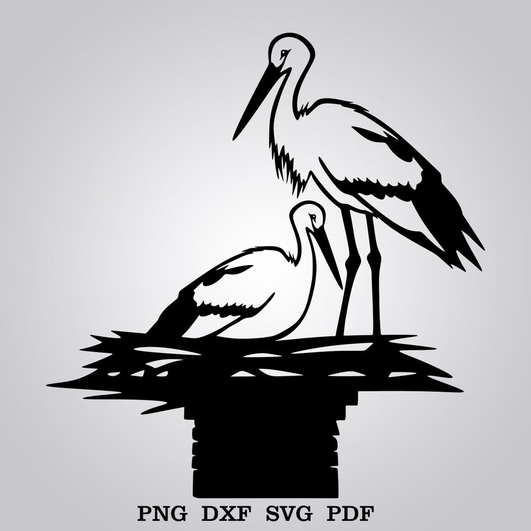 Stork SVG Cut File for Cricut, Silhouette, Digital Download, Printable ...