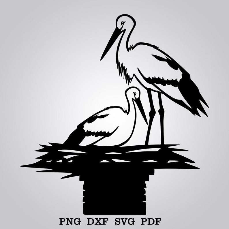 Stork SVG Cut File for Cricut, Silhouette, Digital Download, Printable ...